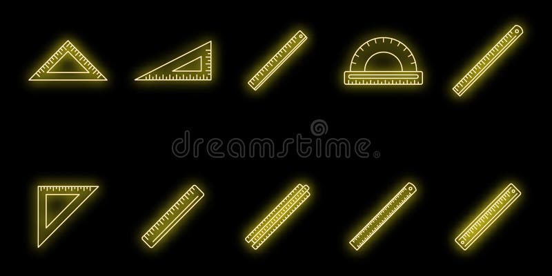 School Ruler Icons Set Vector Neon Stock Vector - Illustration of ...