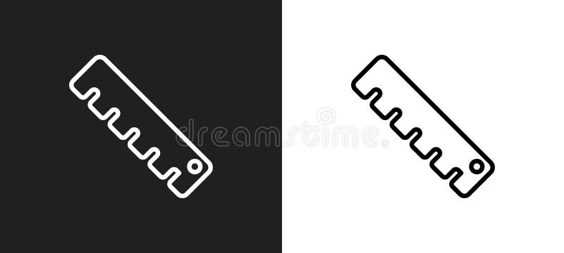 School Ruler Outline Icon in White and Black Colors. School Ruler Flat ...