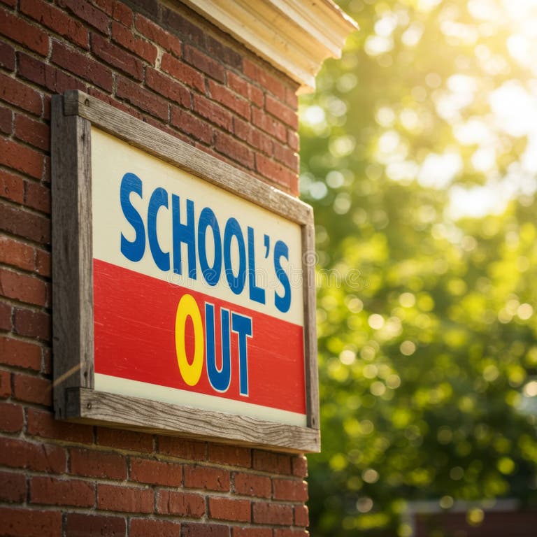 School S Out Sign on Brick Wall Stock Illustration - Illustration of ...