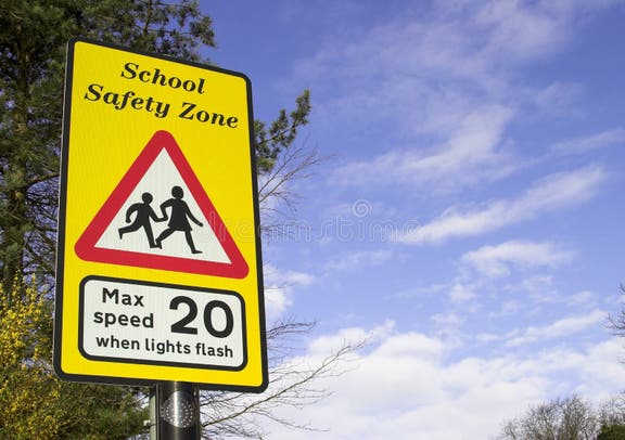346 School Children Crossing Zone Caution Warning Sign Stock Photos ...