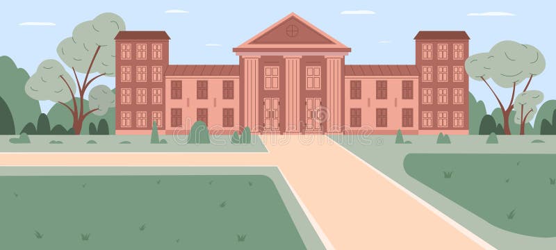 School Scene Exterior Background. Education Building Outside Stock ...