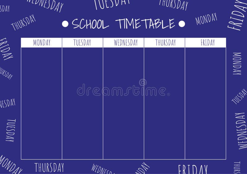 School Schedule. Timetable for Kids with Days of the Week. . Weekly ...