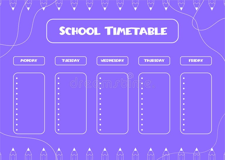 School Schedule. Timetable for Kids Stock Vector - Illustration of icon ...