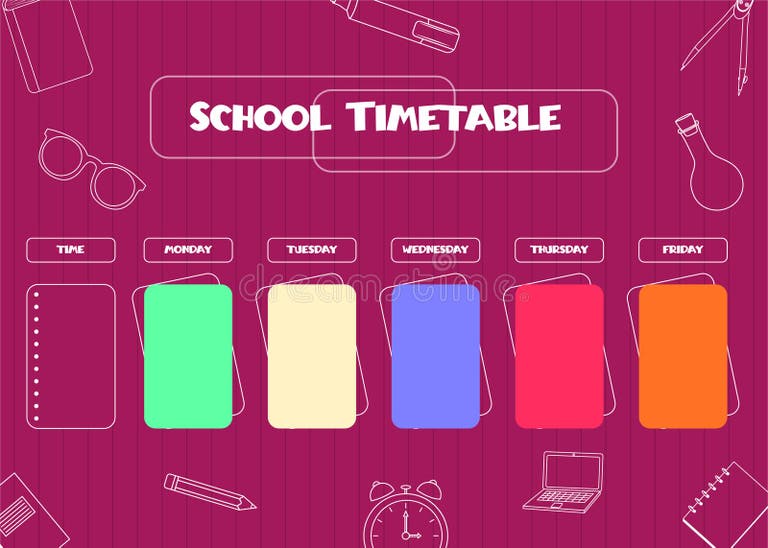 Kids School Time Table Stock Illustrations – 703 Kids School Time Table ...