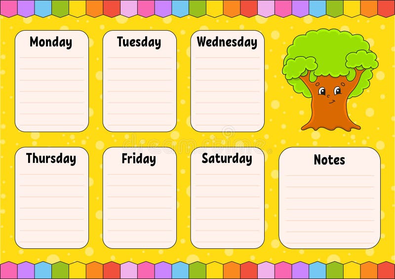School Schedule. Timetable for Schoolboys. Empty Template. Weekly ...