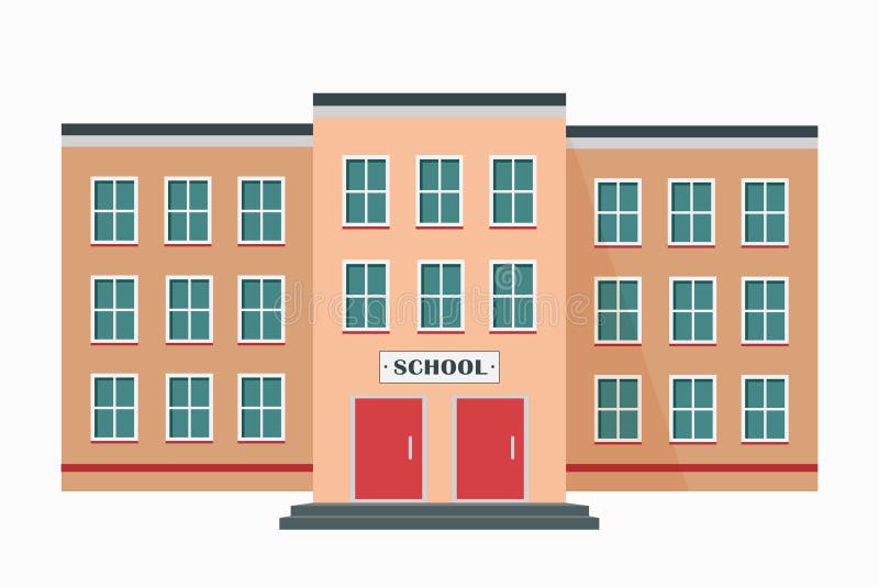School building front view stock vector. Illustration of view - 338345256