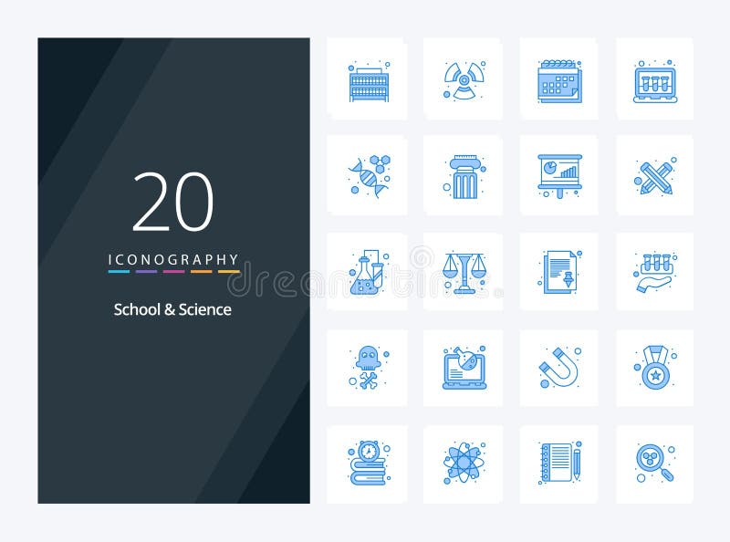 20 School and Science Blue Color Icon for Presentation Stock Vector ...
