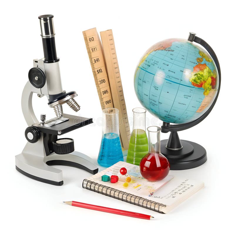 School Science and Education Concept Isolated on White Background Stock ...