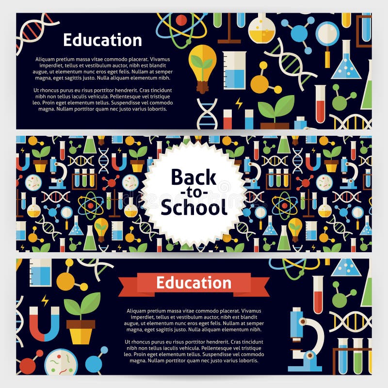 School Science and Education Vector Template Banners Set in Mode Stock ...