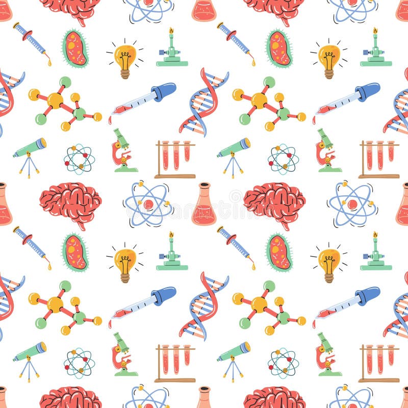 School Science Illustration Seamless Pattern Stock Illustration ...