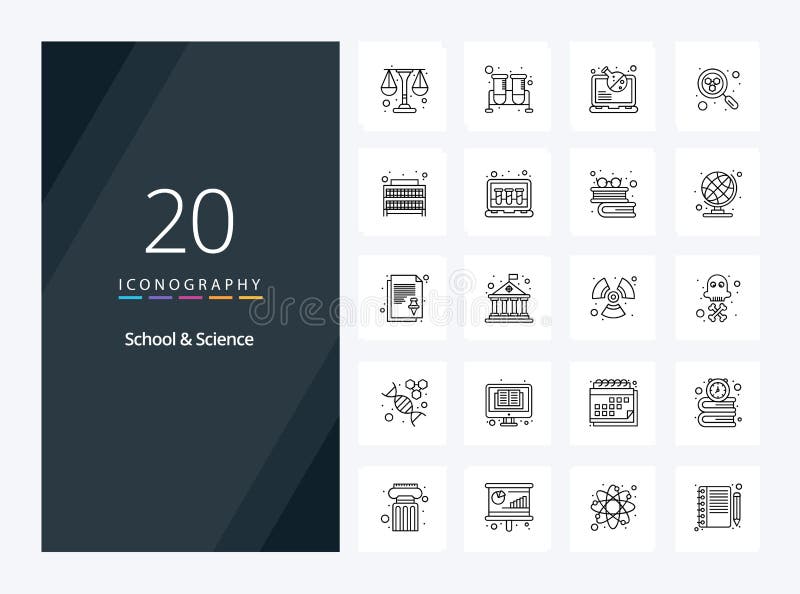20 School and Science Outline Icon for Presentation Stock Vector ...