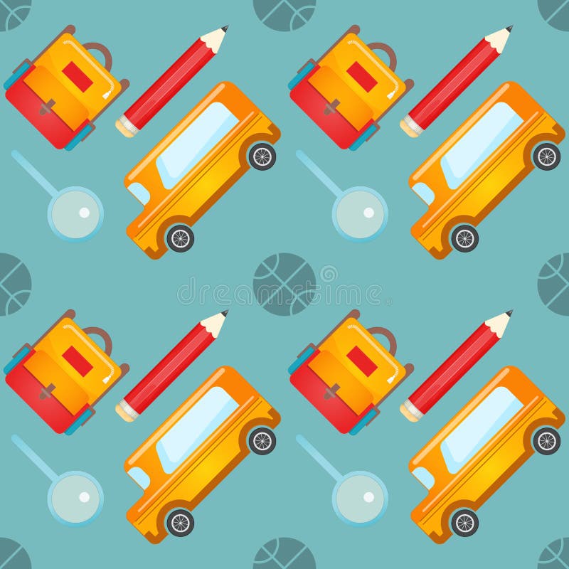 School Seamless Pattern stock vector. Illustration of backpack - 153475155