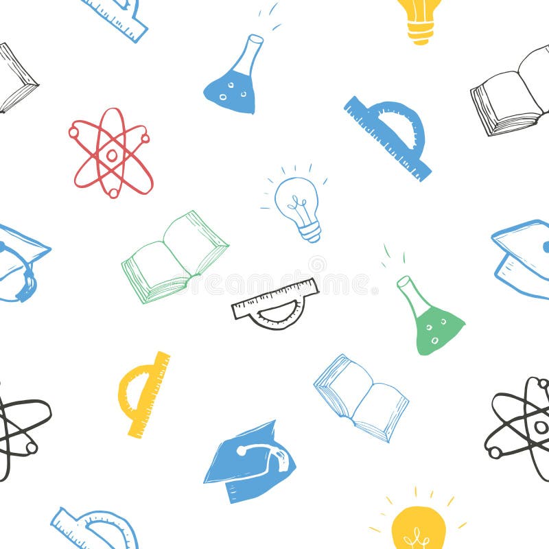 Physics and Science Elements Doodles Icons Set. Hand Drawn Sketch with ...
