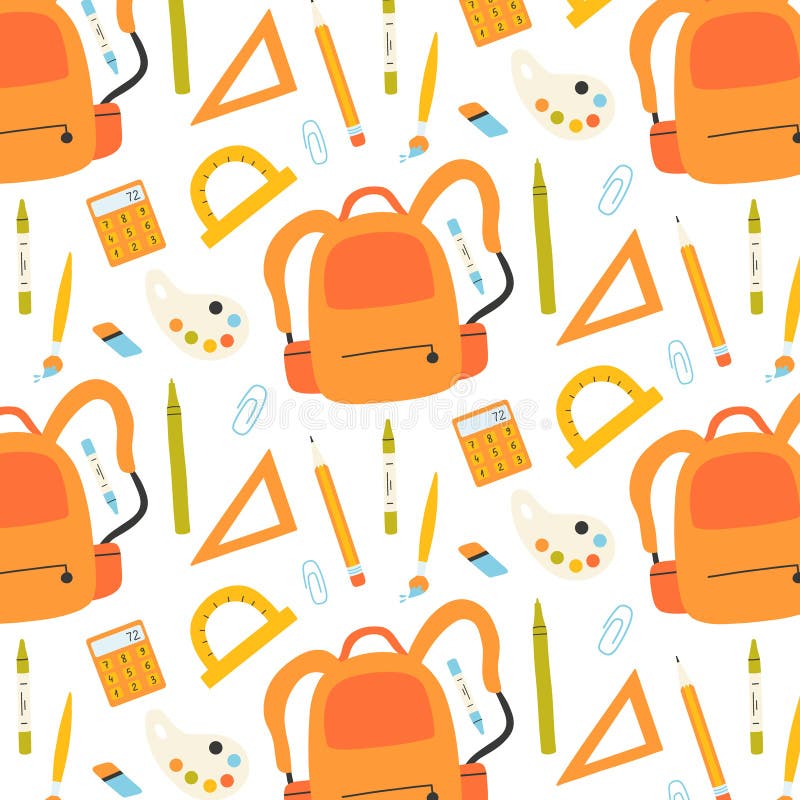 School Seamless Pattern. Pattern with School Items. Vector Illustration ...