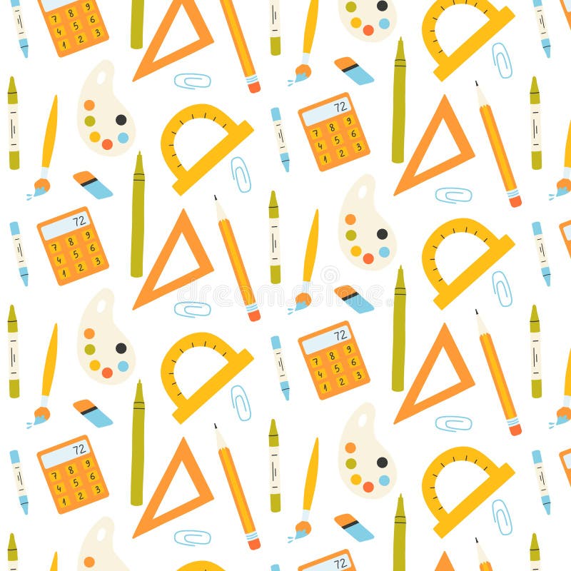 School Seamless Pattern. Pattern with School Items. Vector Illustration ...