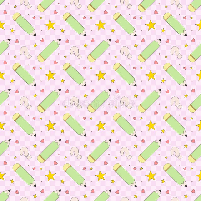 School Seamless Pattern with Pencil Stock Vector - Illustration of ...