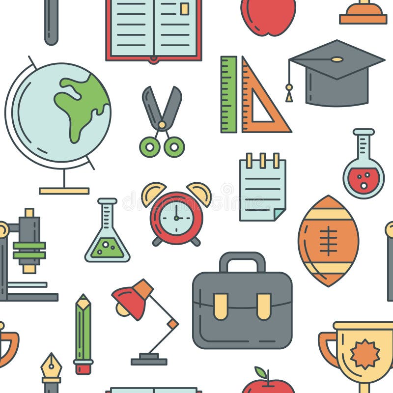 School Seamless Pattern for Children Stock Vector - Illustration of ...