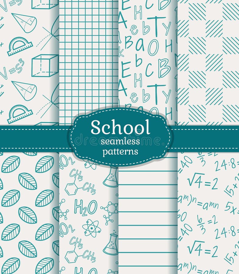 School Seamless Patterns. Vector Set. Stock Vector - Illustration of ...