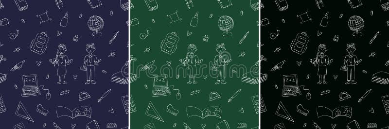 School Seamless Vector Pattern Collection Stock Vector - Illustration ...