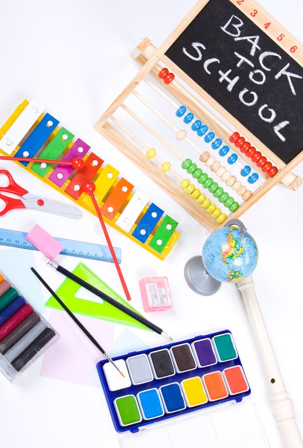 School set stock photo. Image of case, eraser, paintbrush - 10610868
