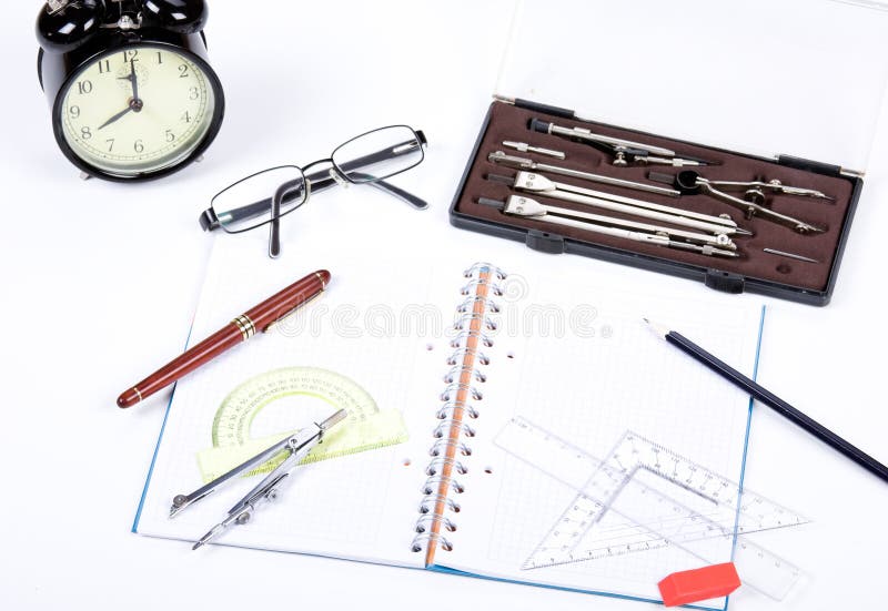 School set stock photo. Image of case, eraser, paintbrush - 10610868