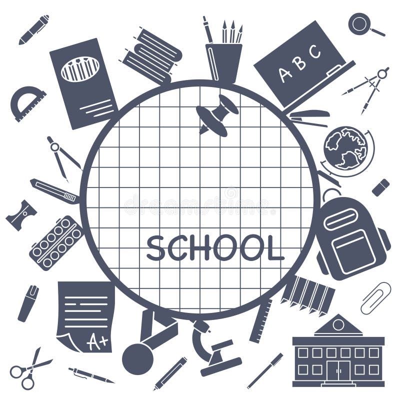 School Set Abstraction. Collection of School Icons Hollow Stock Vector ...