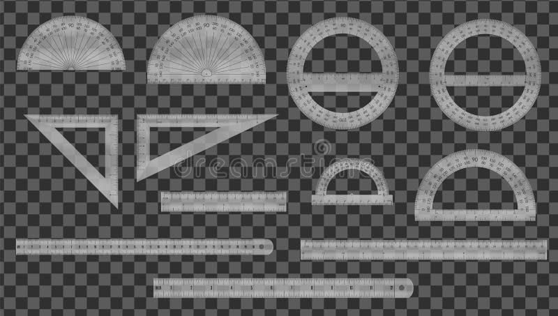 School Set of Plastic Measure Ruler, Protractor and Triangle Stock ...