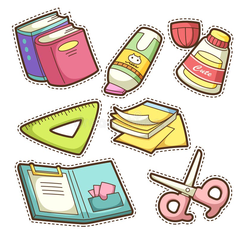 School Set. Set of Different School Items Stock Vector - Illustration ...