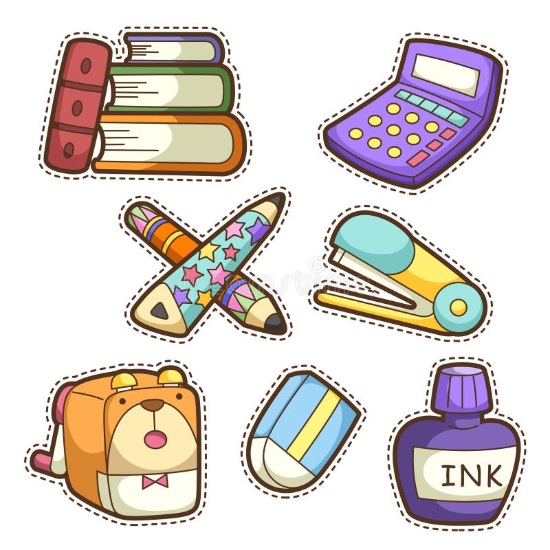 School Set. Set of Different School Items Stock Vector - Illustration ...