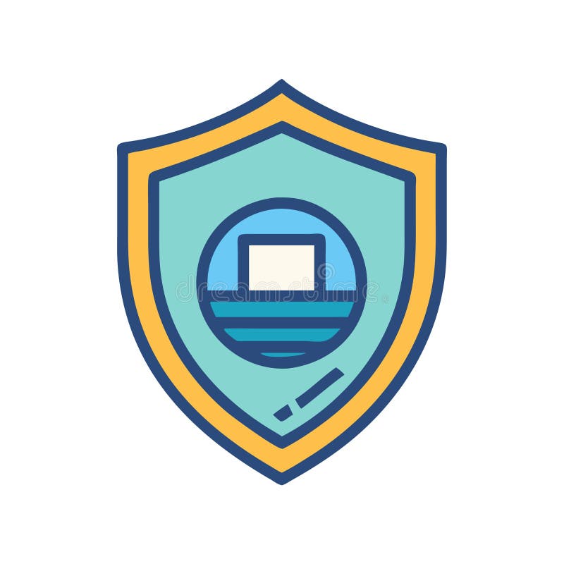 School Shield Icon for Protection Stock Vector - Illustration of line ...