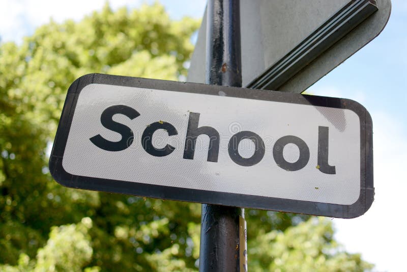 School sign stock image. Image of white, outdoors, sign - 77991713