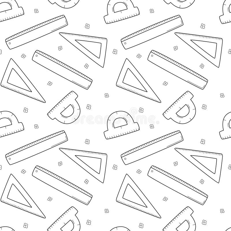 School Simple Seamless Pattern with Ruler, Triangle and Protractor ...