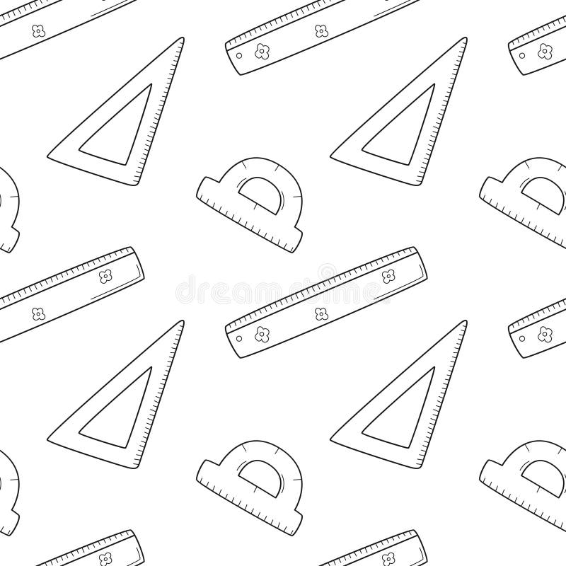School Simple Seamless Pattern with Ruler, Triangle and Protractor ...