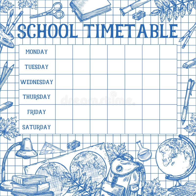 School Timetable Template And Background Stock Vector - Illustration of ...