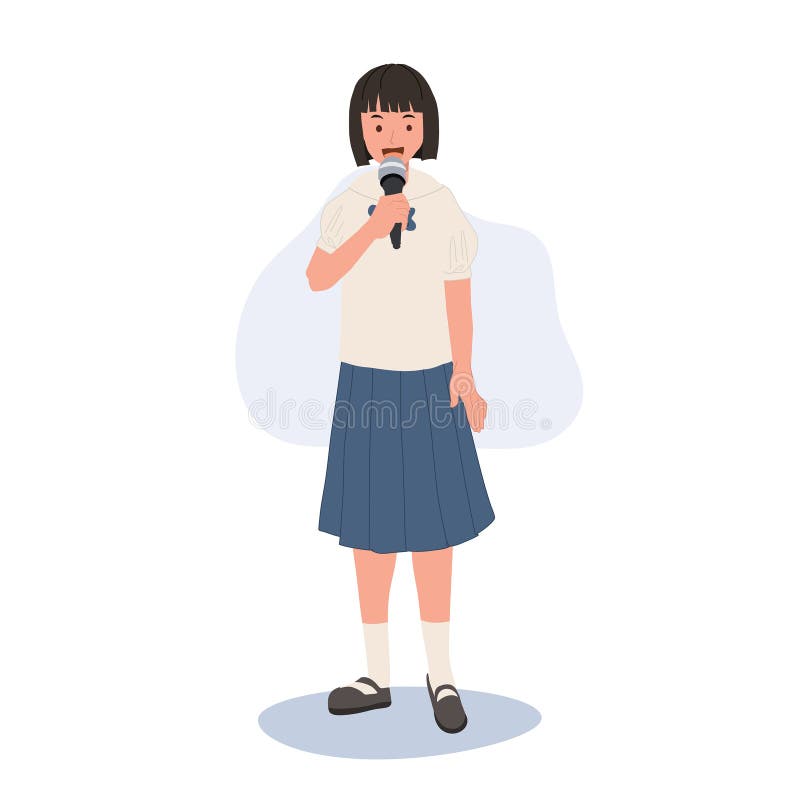 School Speech and Presentation Concept. Confident Thai Student in ...