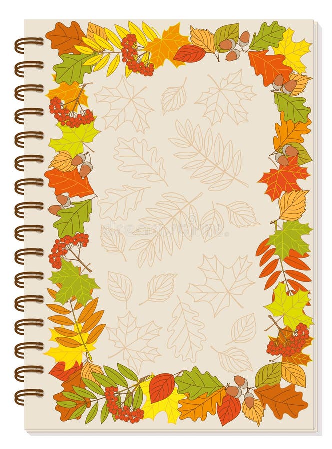 A5 School Spiral Notebook Cover with Black Tree and Red Leaves Stock ...