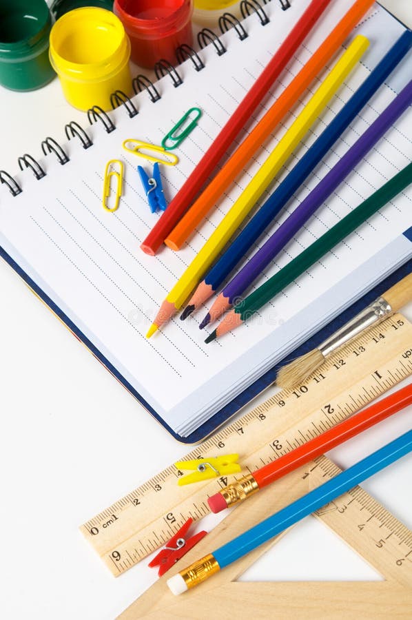 Stationery.School Accessories Stock Image - Image of desk, macro: 15386341