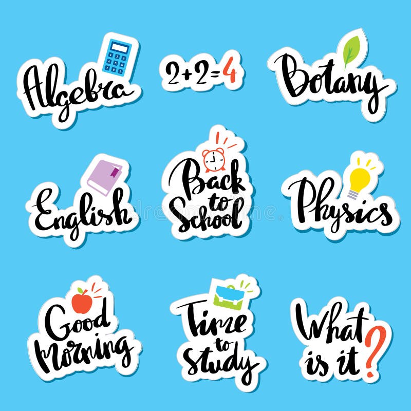 School of Sticker Collection for Comic Style Chat Stock Vector ...