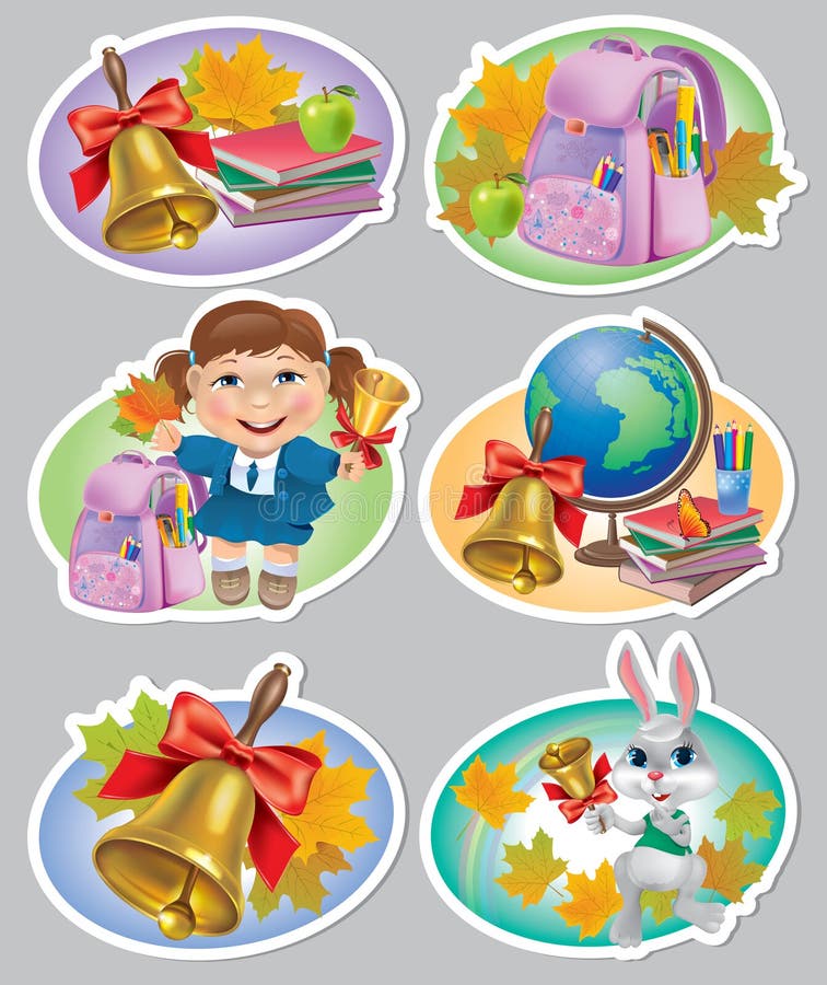 School stickers stock vector. Illustration of girl, globe - 32603940