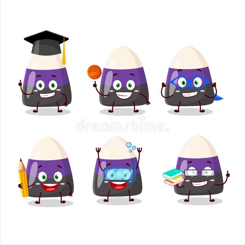 School Student of Blue Candy Corn Cartoon Character with Various ...