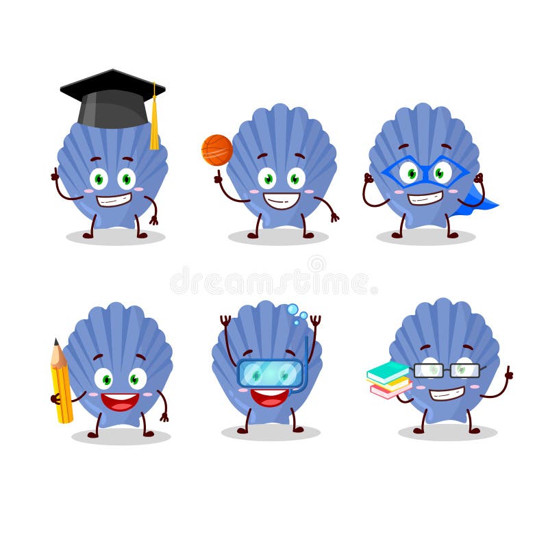 School Student of Blue Shell Cartoon Character with Various Expressions ...