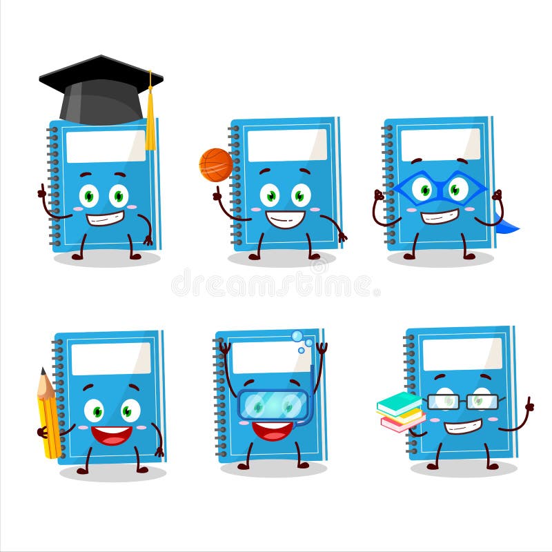School Student of Blue Study Book Cartoon Character with Various ...
