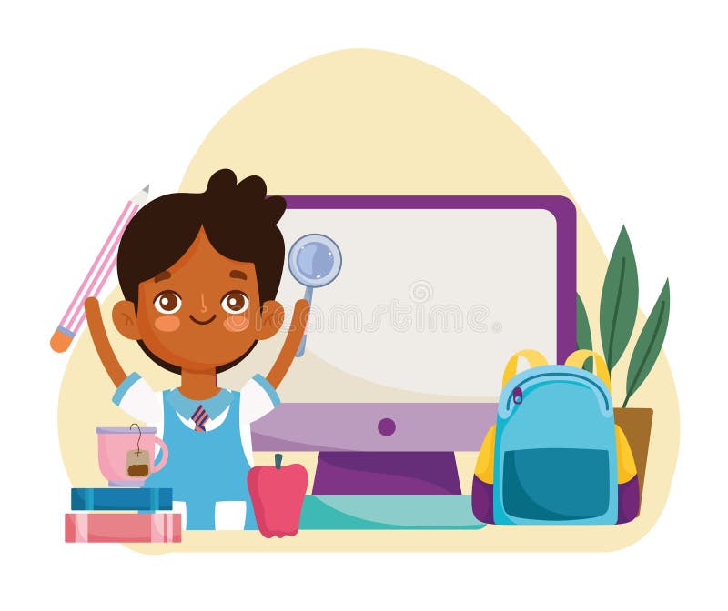 School Student Boy Online Class Computer Education Stock Vector ... School Student Boy Online Class Computer Education Stock Vector ...