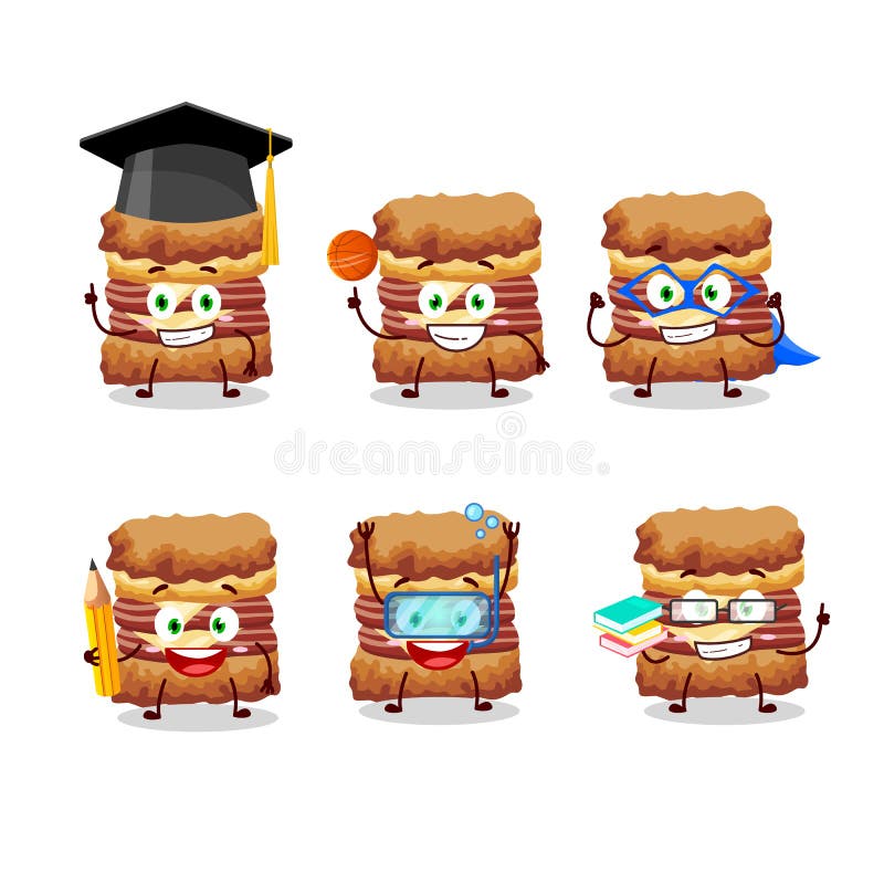 School Student of Chicken Sandwich Cartoon Character with Various ...