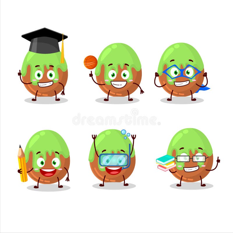 School Student of Choco Green Candy Cartoon Character with Various ...
