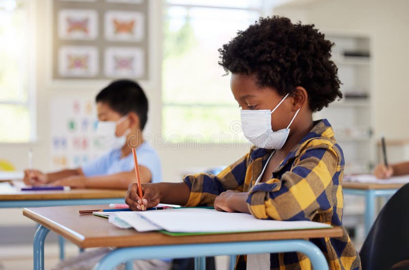 School Student in Class during Covid Pandemic for Learning, Education ...