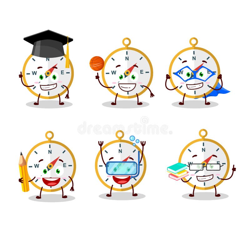 Student Compass Character Cartoon Style Stock Vector - Illustration of ...
