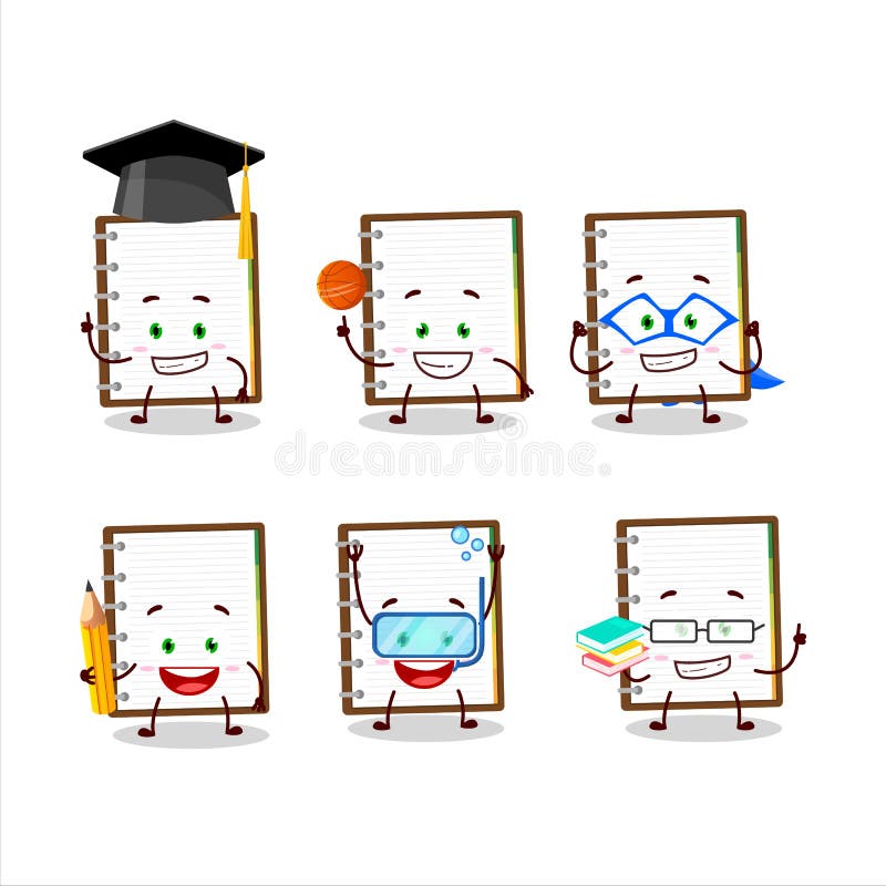 School Student of Diary Notes Cartoon Character with Various ...