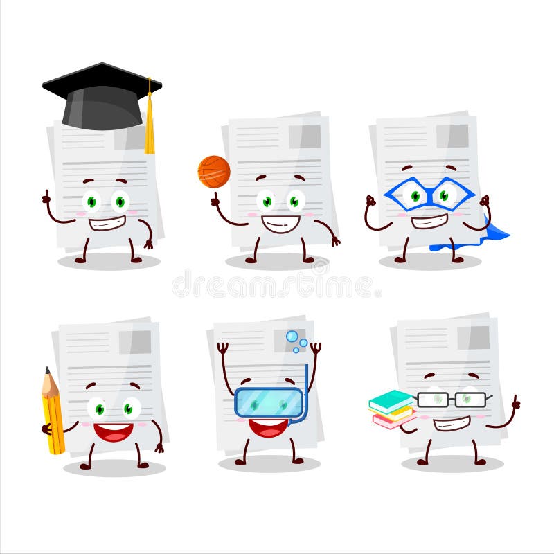 School Student of Essay Paper Cartoon Character with Various ...