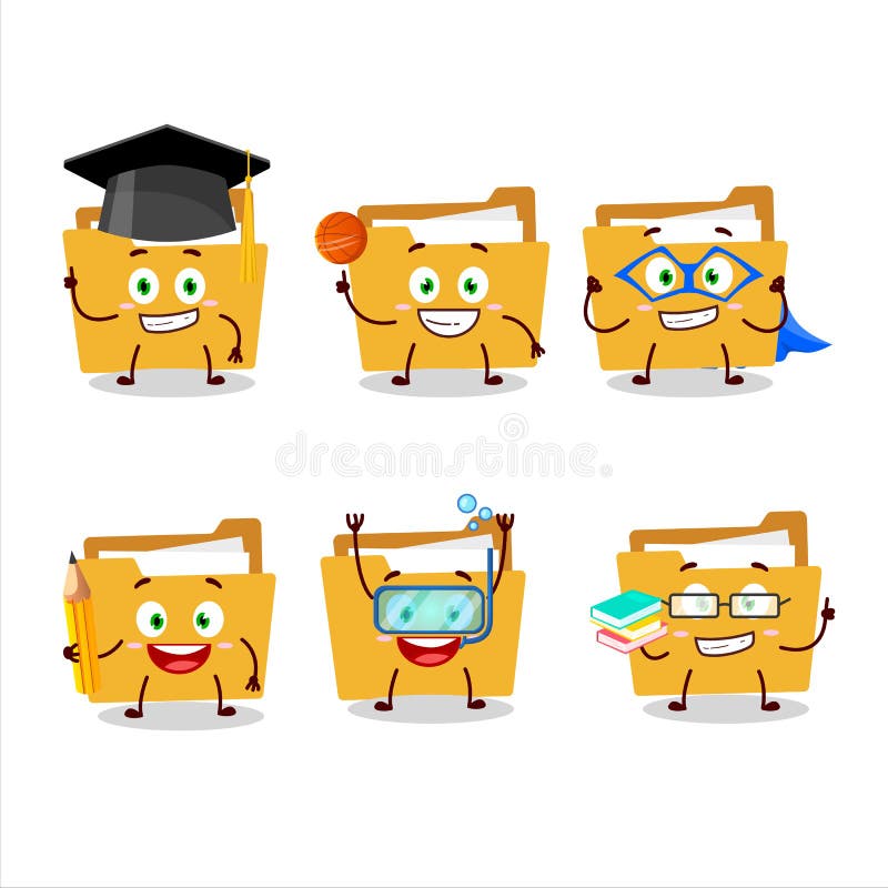 School Student of File Folder a Cartoon Character with Various ...